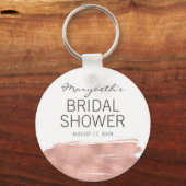 Rose Gold Brushstroke Bridal Shower Keychain | Zazzle
