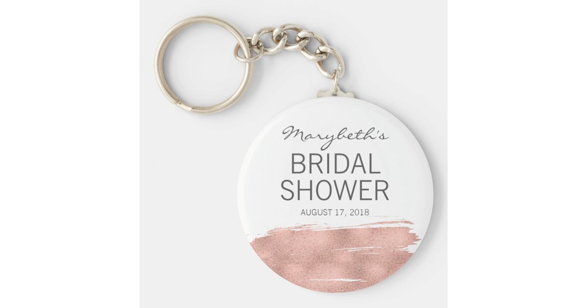 Rose Gold Brushstroke Bridal Shower Keychain | Zazzle.com