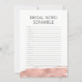 Rose Gold Brushstroke Bridal Word Scramble Game Invitation | Zazzle