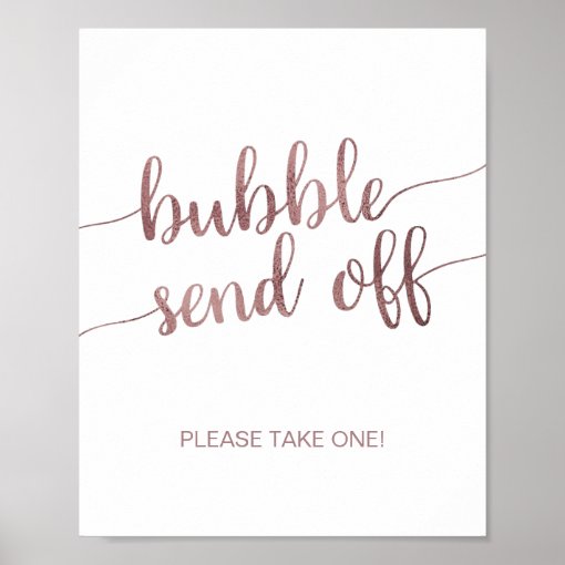 Rose Gold Bubble Send Off Poster | Zazzle