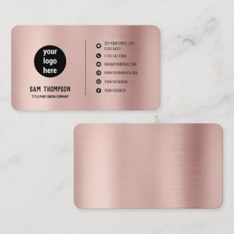 Rose Gold Business Logo Professional Social Media Business Card | Zazzle