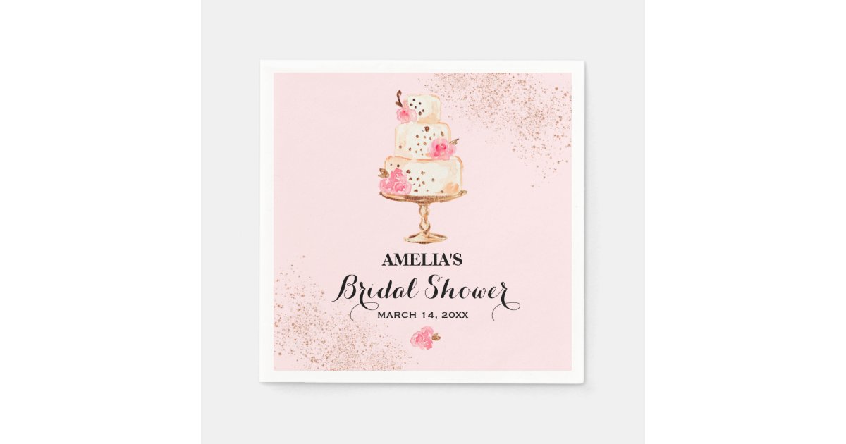 Rose Gold Cake Tea Party Bridal Shower Napkins | Zazzle
