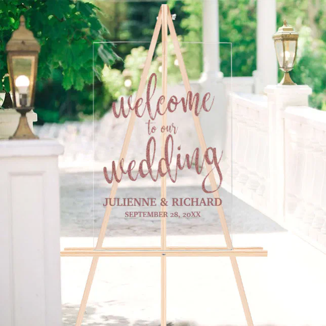 Rose Gold Calligraphy Wedding Welcome Sign | Zazzle