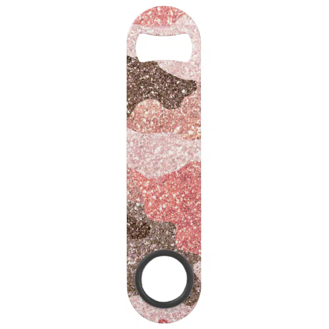 Rose Gold Camo Faux Glitter Camouflage Glam Bar Key | Zazzle