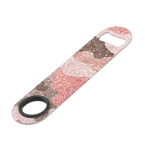 Rose Gold Camo Faux Glitter Camouflage Glam Bar Key | Zazzle