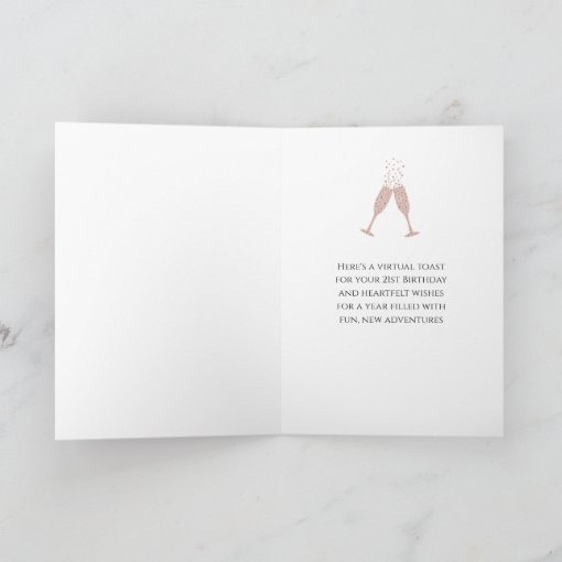 Rose Gold Champagne Toast 21st Birthday Card | Zazzle