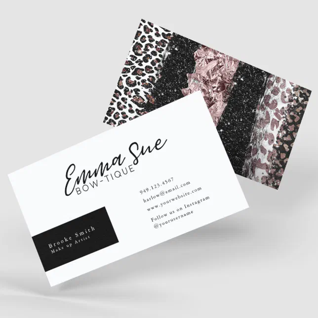 Rose Gold Cheetah Leopard Print Elegant Business Card | Zazzle