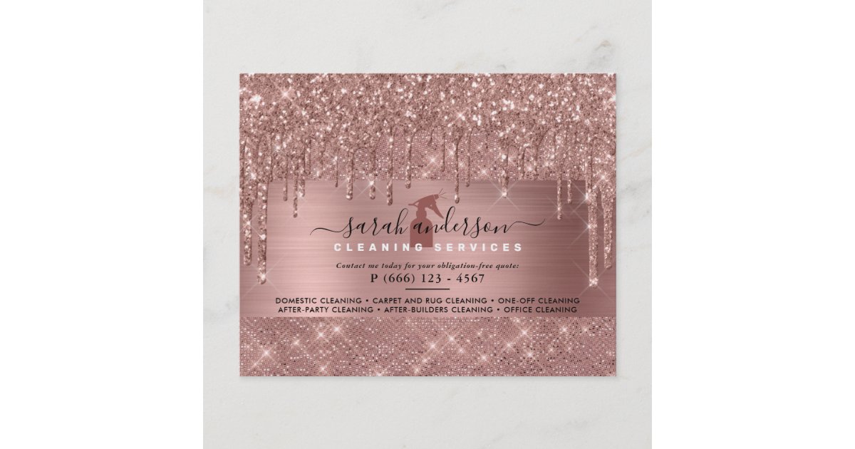 Rose Gold Chic Cleaning Services Flyer | Zazzle