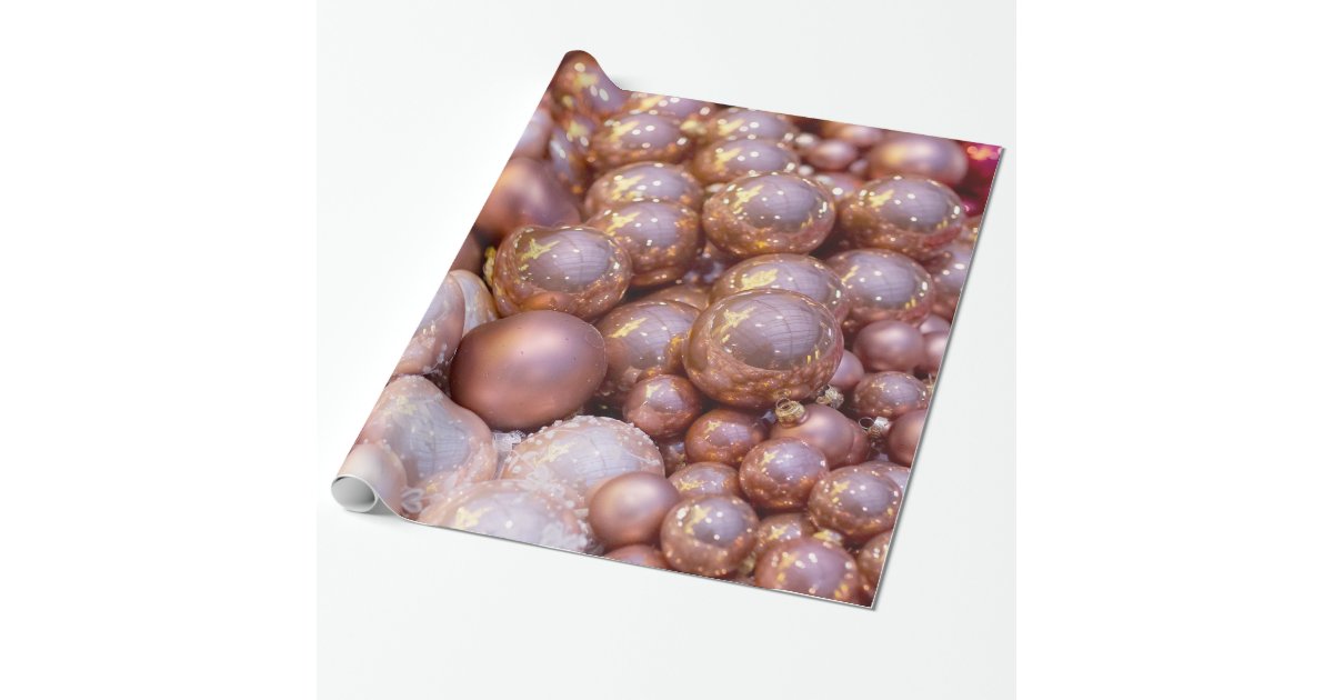 Rose Gold Christmas Ornaments Wrapping Paper | Zazzle