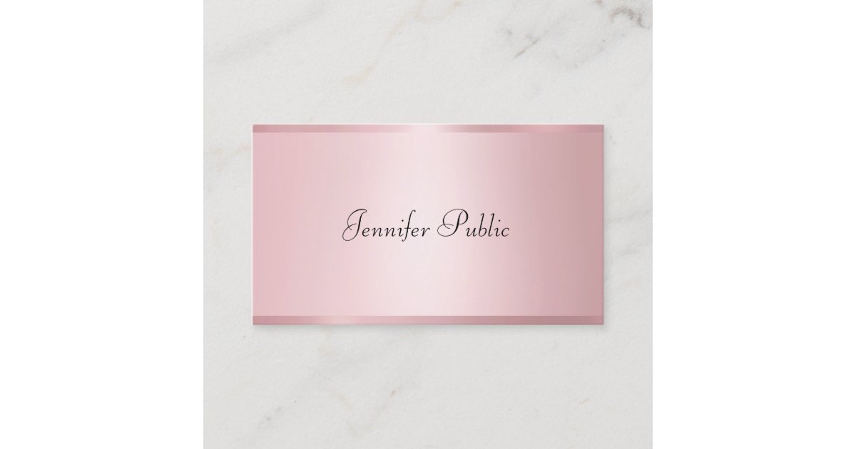 Rose Gold Color Modern Handwritten Cute Design Business Card | Zazzle