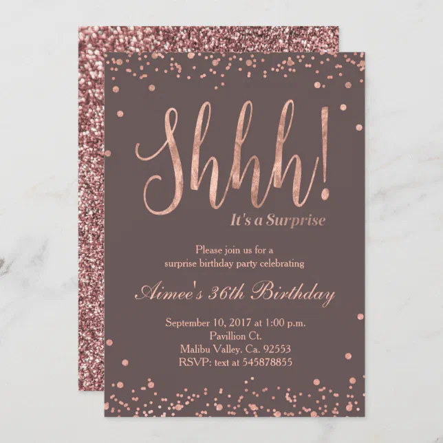Rose Gold Confetti Birthday Party Invitation | Zazzle