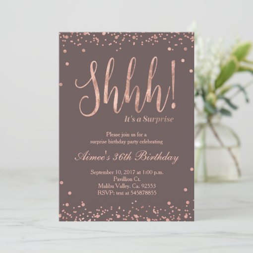 Rose Gold Confetti Birthday Party Invitation | Zazzle