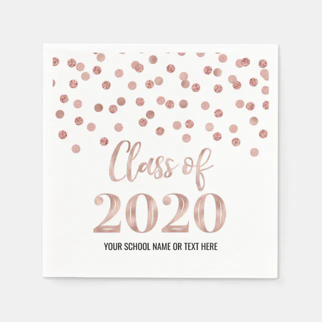 Rose Gold Confetti Class of 2020 Graduation Napkins | Zazzle