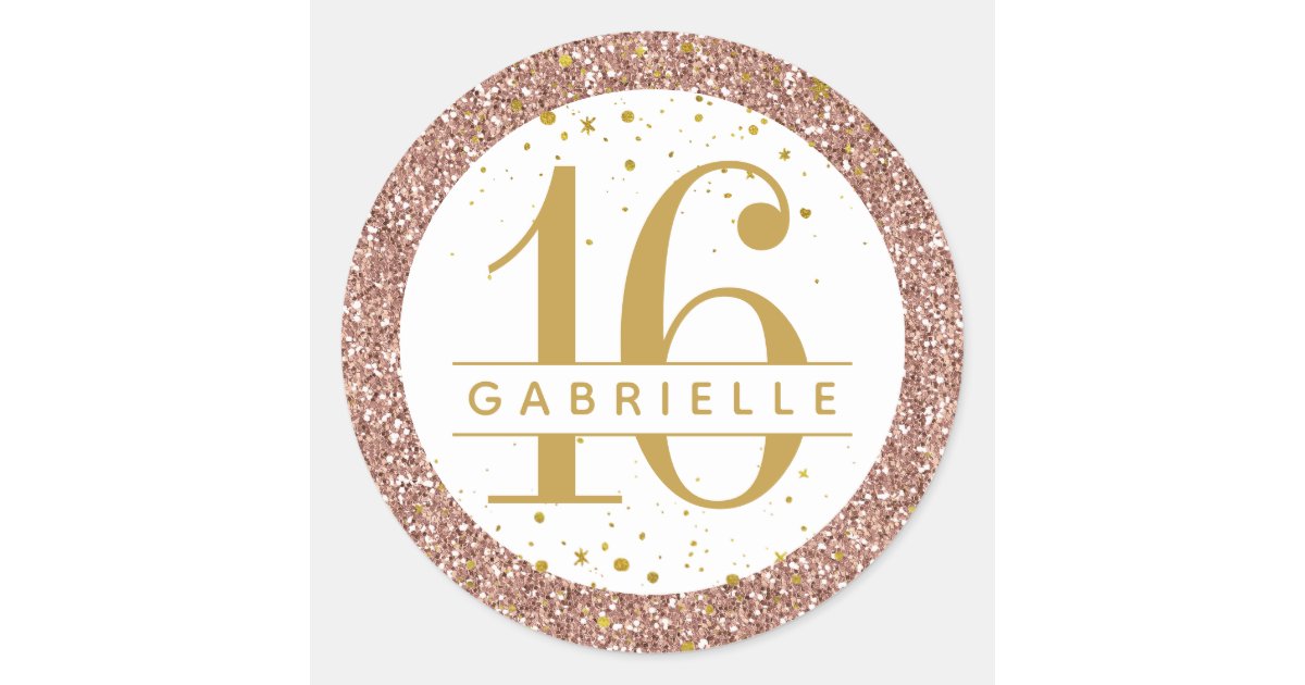 Rose Gold Confetti Glitter Birthday Favor Label | Zazzle