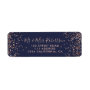 Rose gold confetti navy blue typography wedding label | Zazzle