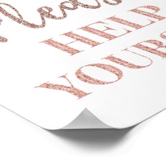 Rose Gold Confetti Please Help Yourself Sign | Zazzle