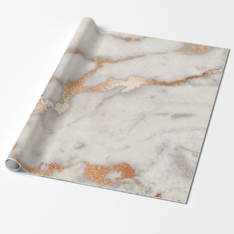 Rose Gold Copper Gray Abstract Molten Marble Glas Wrapping Paper | Zazzle