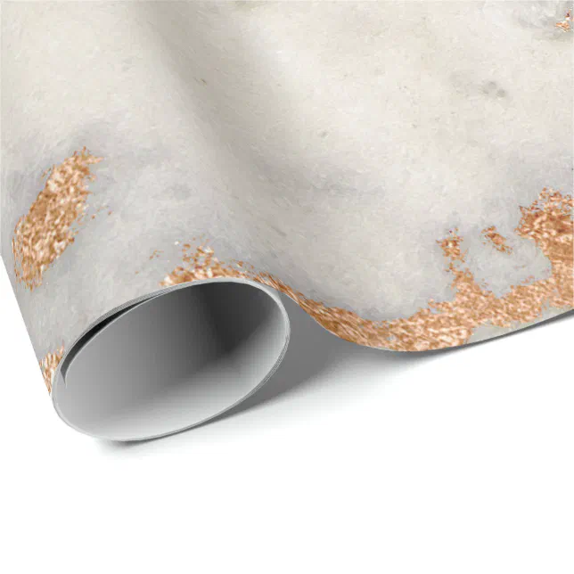 Rose Gold Copper Gray Abstract Molten Marble Glas Wrapping Paper | Zazzle