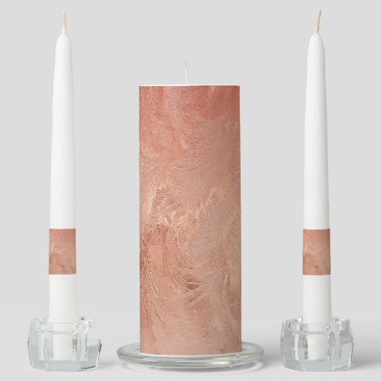 Rose Gold Copper Texture Metallic Wedding Unity Candle Set | Zazzle.com