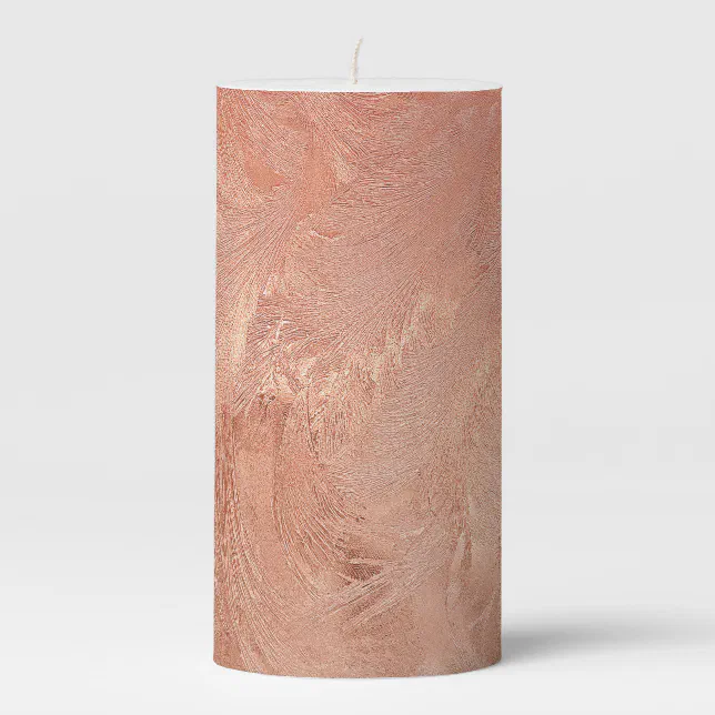 Rose Gold Copper Texture Metallic Wedding Unity Pillar Candle | Zazzle