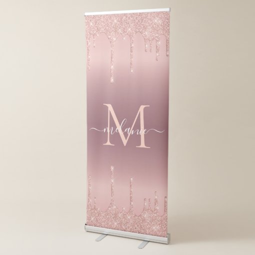 Rose Gold Custom Name Letter Retractable Banner | Zazzle
