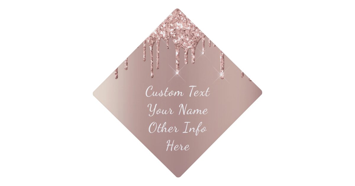 Rose Gold Custom Text Name Graduation Cap Topper | Zazzle