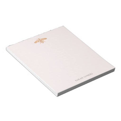 Rose Gold Cute Bee Pink Nature Personalized Notepad | Zazzle