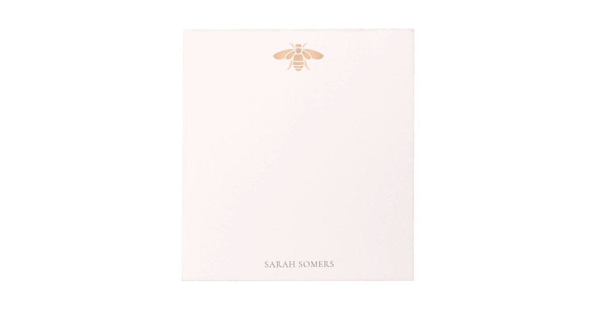 Rose Gold Cute Bee Pink Nature Personalized Notepad | Zazzle.com