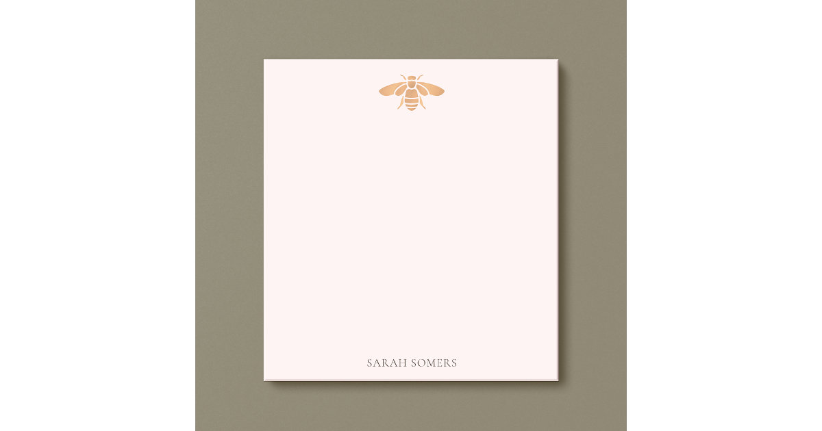 Rose Gold Cute Bee Pink Nature Personalized Notepad | Zazzle