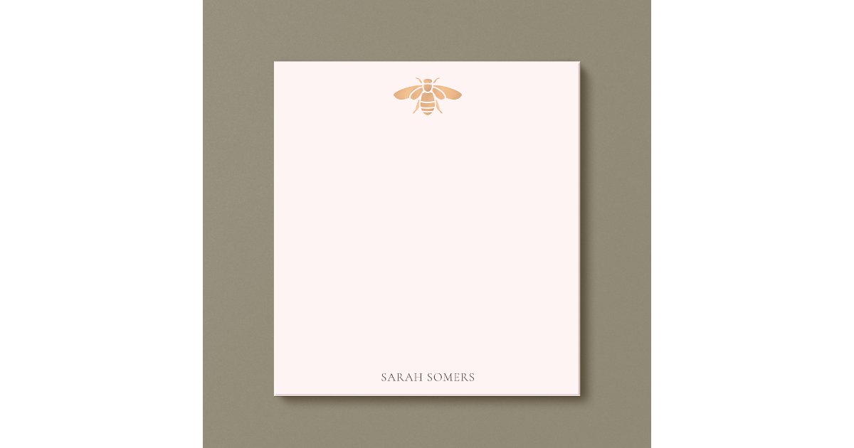 Rose Gold Cute Bee Pink Nature Personalized Notepad | Zazzle