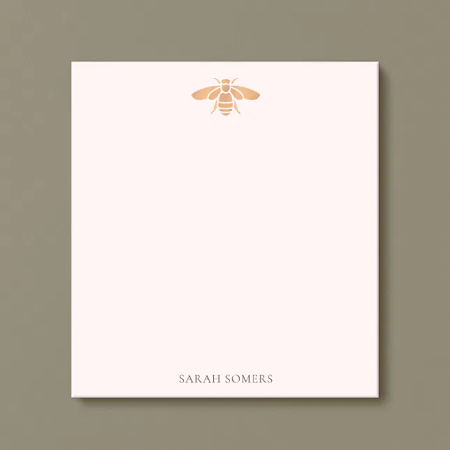 Rose Gold Cute Bee Pink Nature Personalized Notepad | Zazzle