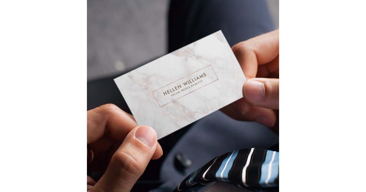 Rose-Gold Deluxe Faux Marble Stone Business Card | Zazzle