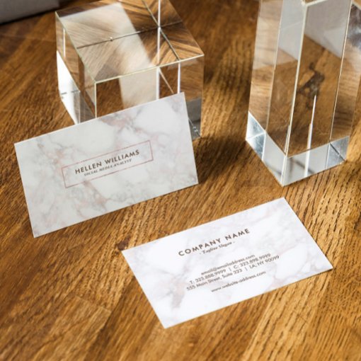 Rose-Gold Deluxe Faux Marble Stone Business Card | Zazzle