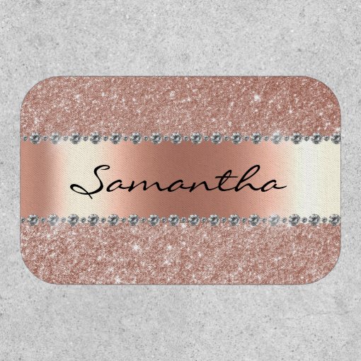 Rose Gold Diamond Glitter Bling Girly Patch | Zazzle
