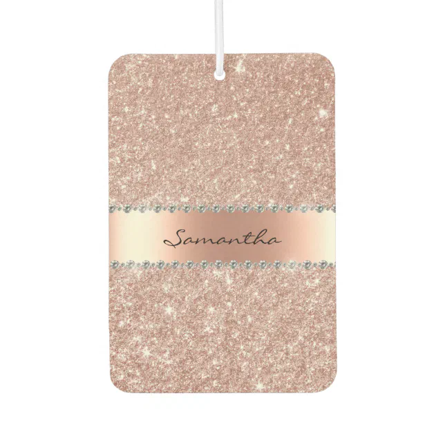 Rose Gold Diamond Glitter Bling Monogram Air Freshener | Zazzle