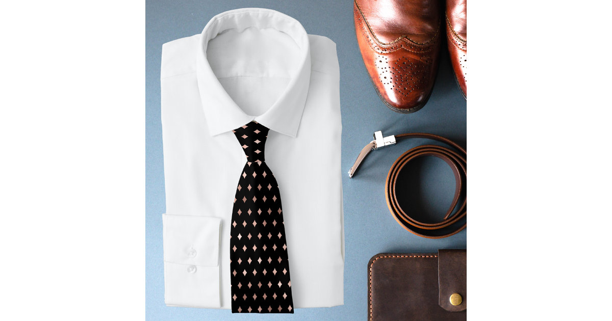 Rose Gold Diamond Pattern Stylish Modern Chic Neck Tie | Zazzle