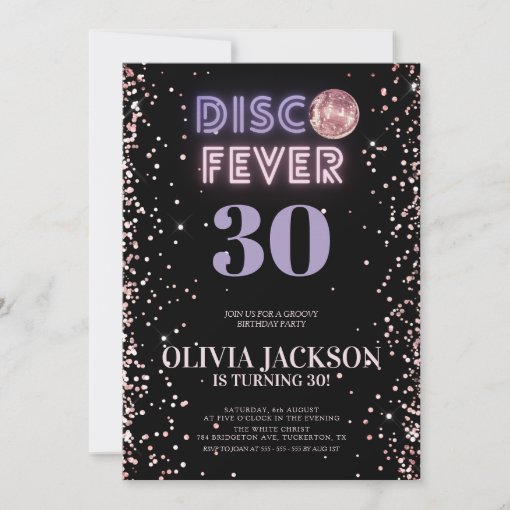 Rose Gold Disco Fever Birthday Party Invitation | Zazzle