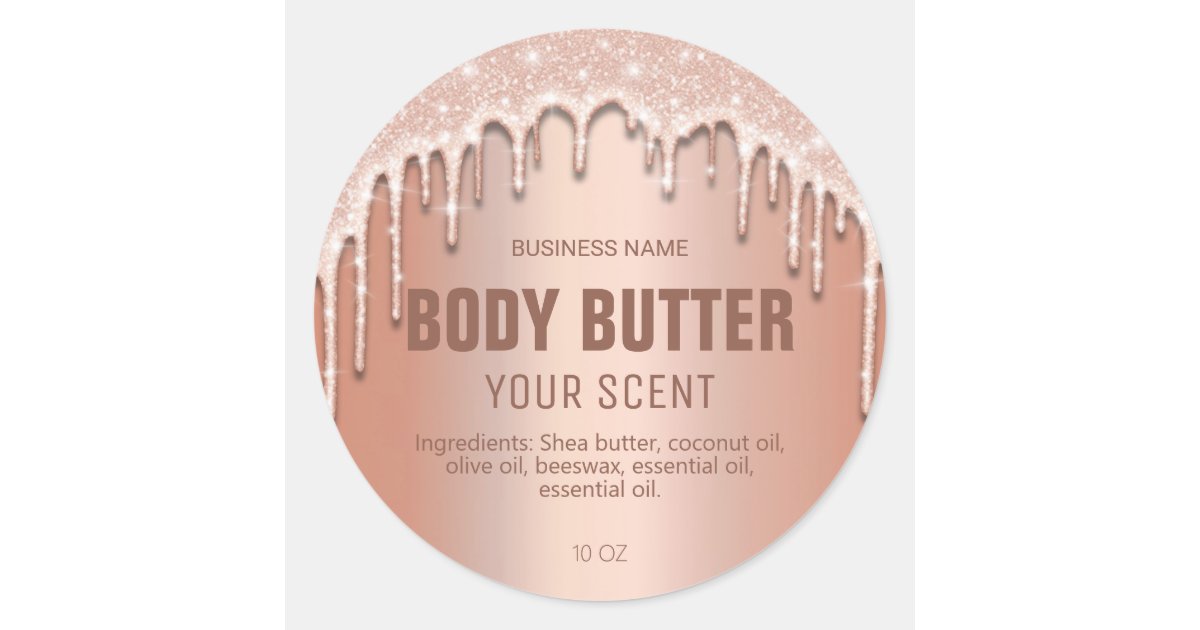 Rose Gold Dripping Body Butter Labels | Zazzle