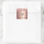 Rose Gold Dripping Glitter & Diamond Birthday Square Sticker | Zazzle