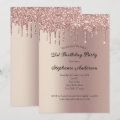 Rose Gold Dripping Glitter Trendy 21st Birthday Invitation | Zazzle