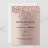 Rose Gold Dripping Glitter Trendy 21st Birthday Invitation | Zazzle