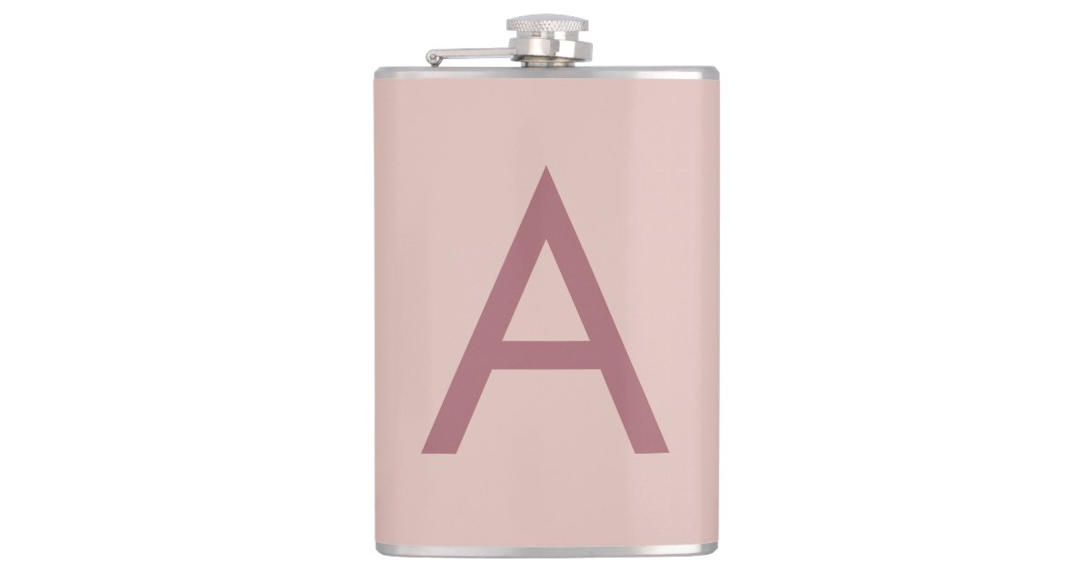 Rose Gold Dust Modern Monogram Initial Letter Flask | Zazzle