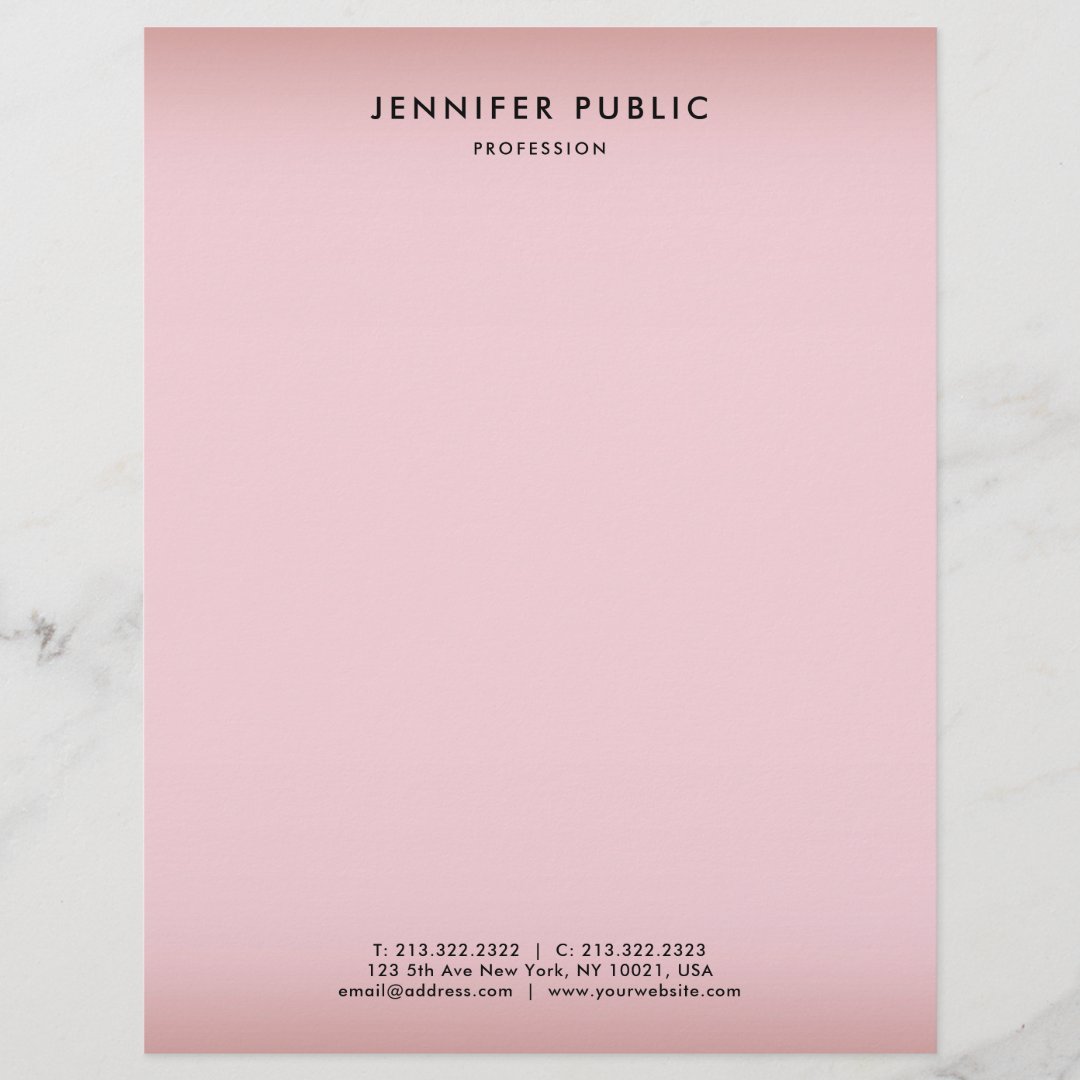 Rose Gold Elegant Background Modern Minimalist Letterhead | Zazzle