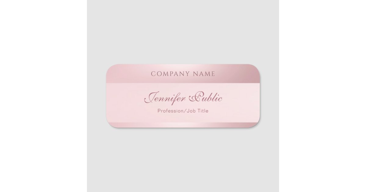 Rose Gold Elegant Calligraphy Script Name Template Name Tag | Zazzle
