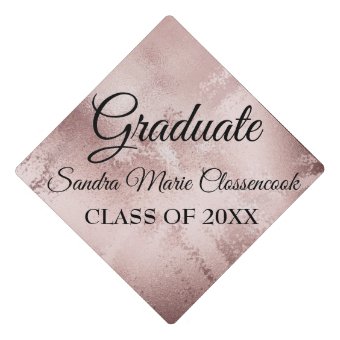 Rose gold elegant chic typography graduate graduation cap topper | Zazzle