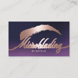 Rose Gold Eyebrow Salon Microblading Purple Business Card | Zazzle