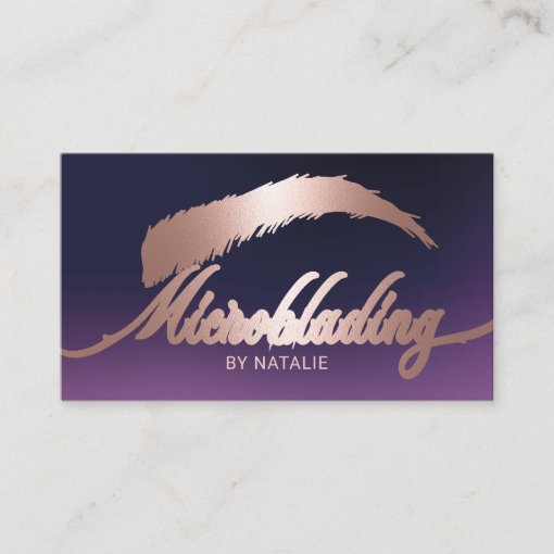 Rose Gold Eyebrow Salon Microblading Purple Business Card | Zazzle
