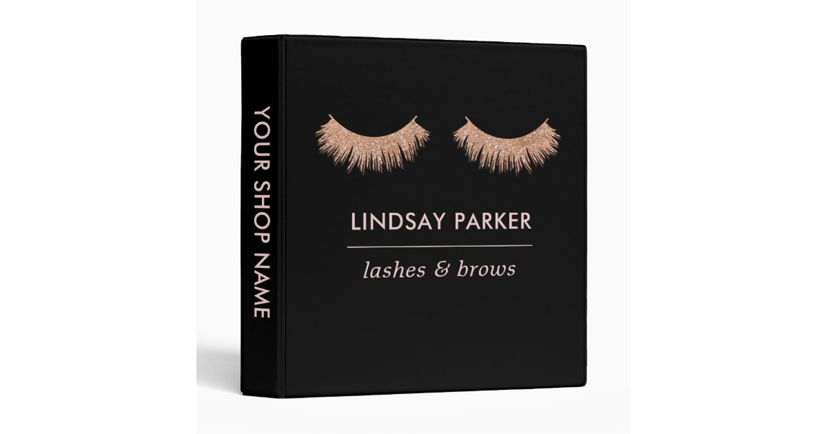 Rose Gold Eyelashes Makeup Salon 3 Ring Binder | Zazzle