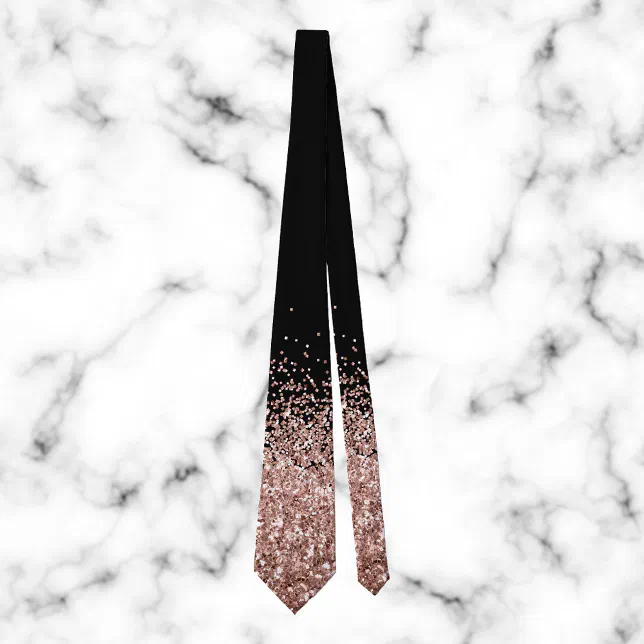 Rose Gold Fading Waterfall Ombre Glitter look Neck Tie | Zazzle