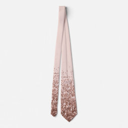 Rose Gold Fading Waterfall Ombre Glitter Neck Tie | Zazzle
